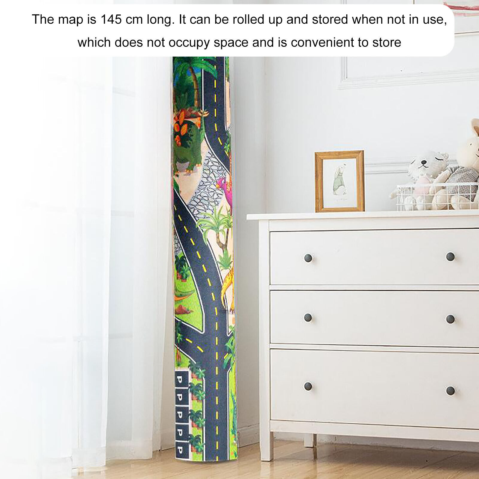 Детска подлога за игра со патека за возење и диносауруси Delux